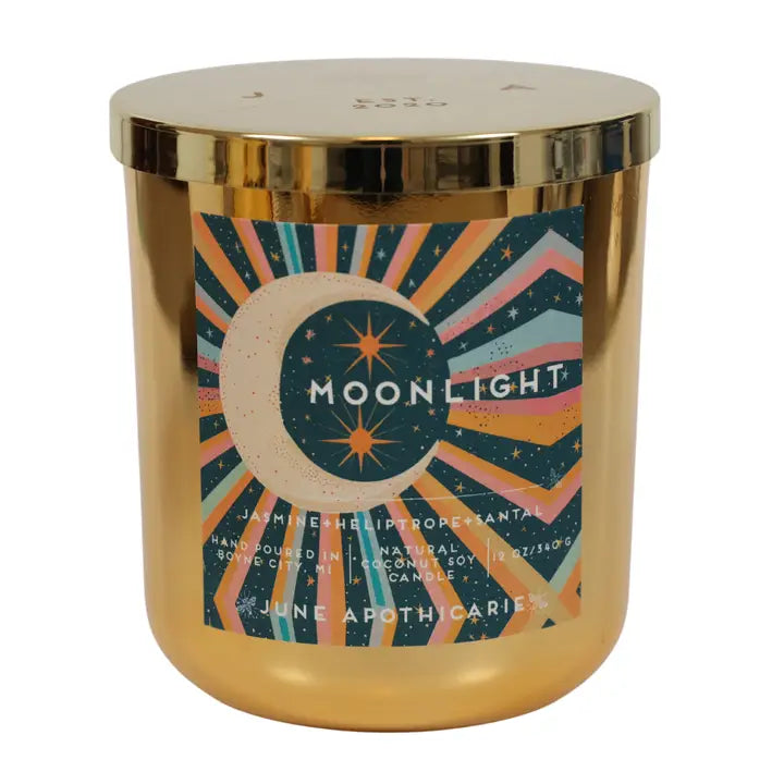 Moonlight 12 oz Glass Wooden Wick Candle – June Apothicaire