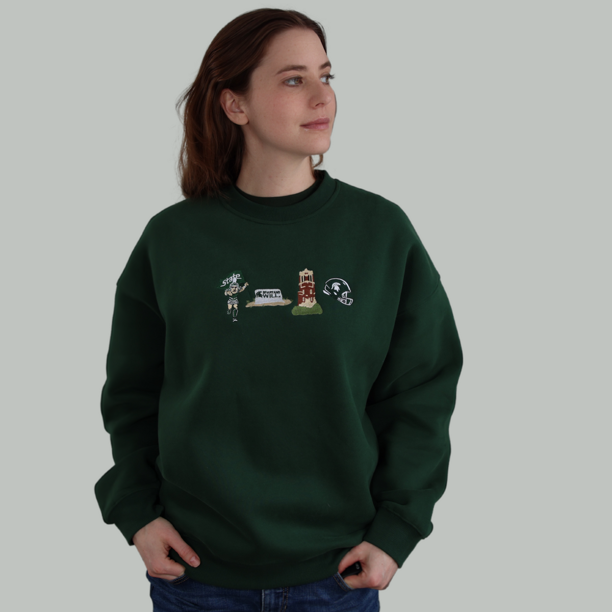 Michigan State University Embroidered Luxury Sweat Shirt – June Apothicaire