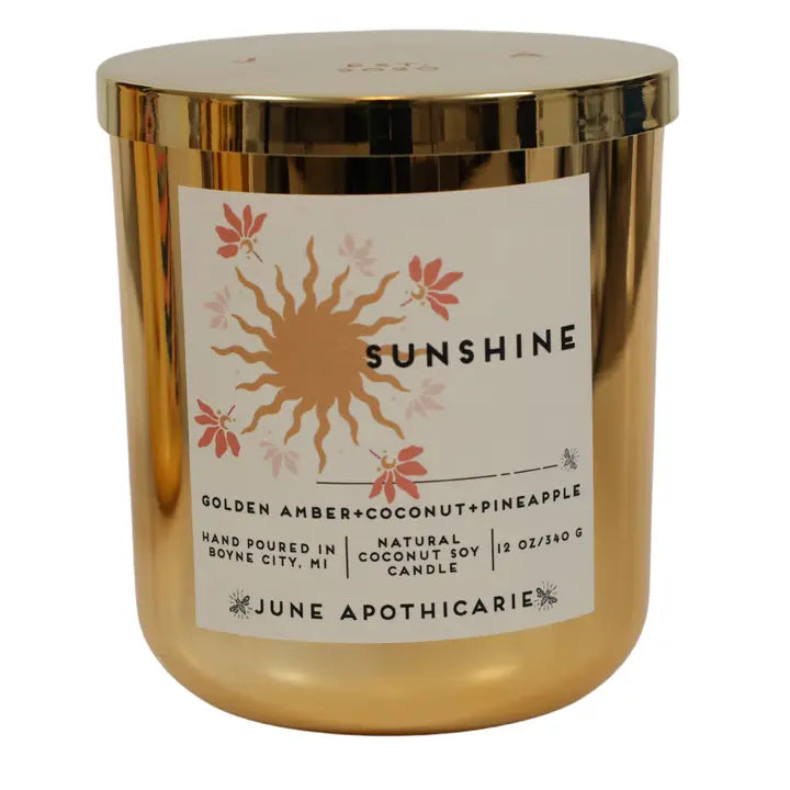 Sunshine 12 oz Glass Wooden Wick Candle – June Apothicaire